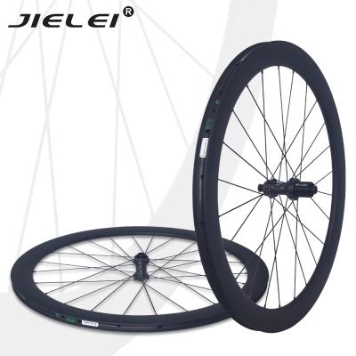 China JIELEI 700c Carbon Bike Wheels with 28mm Width Clincher Rim Brake Bicycle Wheelset for sale