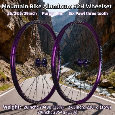 China 6061 Aluminum Alloy Mountain Bike Wheelset with 7075 Aluminum Alloy Hub and Six Pawl Three Tooth Hub for sale
