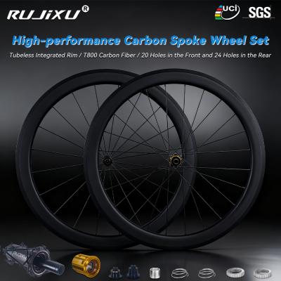 China High-Profile 50mm Depth Carbon Fiber V Brake Wheelset with Customizable Decal for Road Bikes for sale