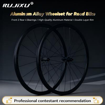 China JIELEI 700C Road Bike Wheelset with Front 2 Bearings Rear 4 Bearings and Silver Clincher Tire for sale