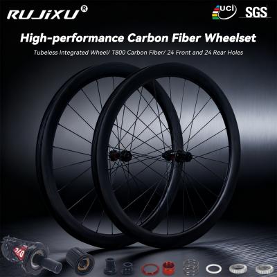 China 700C 45mm Frame Height Carbon Fiber Disc Brake Wheelset with 36T Ratchet Hub and 30mm Inner Width Tubeless/Clincher for sale