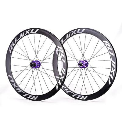 China 700C RUJIXU 50mm Aluminum Alloy 5 Bearing Barrel Shaft Quickly Remove Road Bike Wheelset for Disc Brake for sale