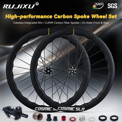 China Ultra Light 5045mm Carbon Spoke Wheelset for Road Bike with Tubeless Ready Disc Brake System for sale