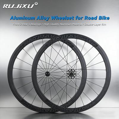 China RUJIXU 700C Ultra-Light Aluminum Alloy Road Bike Wheelset with 40mm Rim Depth and Clincher Tubeless-Ready V Brake Wheelset for sale
