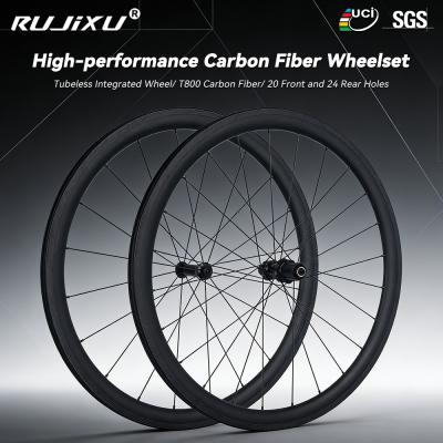China 1700g Lightweight Road Bike Wheelset with T800 Carbon Fiber and 40mm Frame Height 700C Wheelset for sale