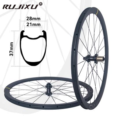 China 700C Lightweight Road Bike Wheelset with T800 Carbon Fiber 37mm Depth and 6 Claws 3 Teeth Hub for sale