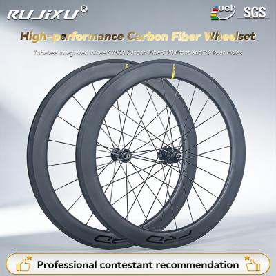 China Ultralight 1600g T800 Carbon Fiber V Brake Wheelset with 60MM Rim Depth for Road Bikes for sale