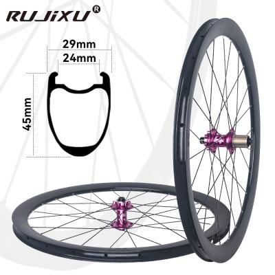 China Road Bike Aluminum Alloy 45mm Height Disc Brake Wheelset with 24h Sealed Hub and Tubeless Ready 700c Bicycle Wheelset for sale