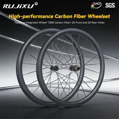 China Hot Selling 40mm Carbon Fiber Disc Brake Road Bike Wheelset 36T Ratchet Hub 5.2mm Carbon Fiber Spokes for sale