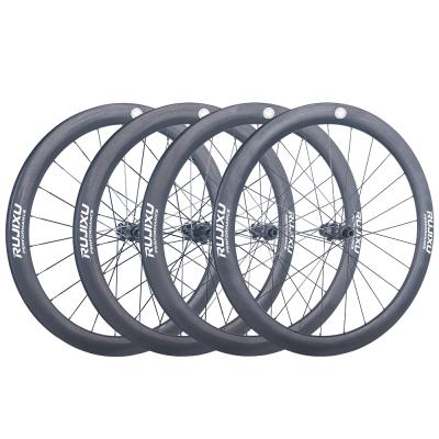 China 700c Carbon Fiber Wheel Set T800 Carbon Rim, 24 Holes, Center Lock Disc Brake & Thru-Axle Hub Light Weight 50mm High for sale