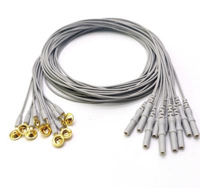 China EEG Cable DIN1.5mm Socket Medical Golden Plated EEG Cup Electrode 1.5Meter for sale