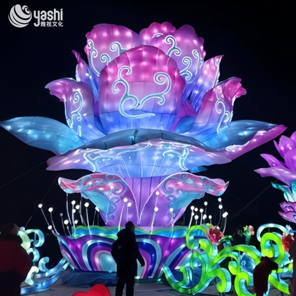 Quality Chinese Festival LED Zigong Lantern Large Artificial Flower Sculpture Detachable for sale