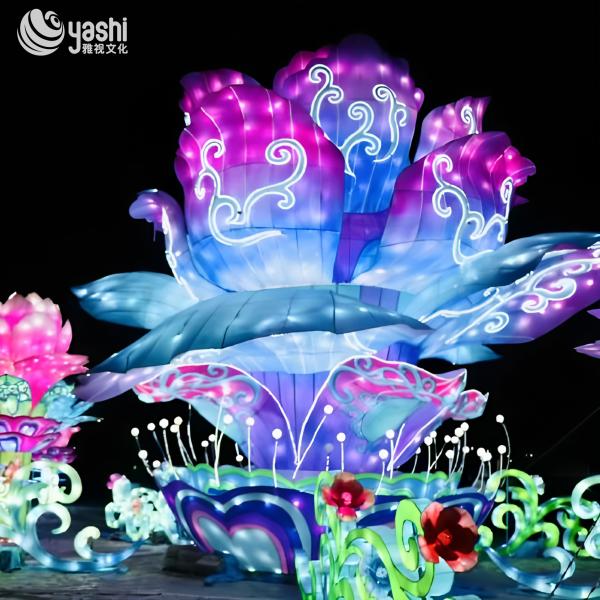 Quality Chinese Festival LED Zigong Lantern Large Artificial Flower Sculpture Detachable for sale