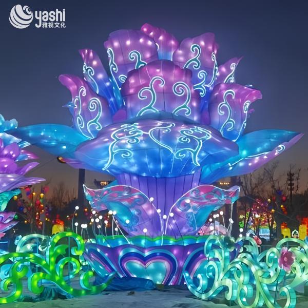 Quality Chinese Festival LED Zigong Lantern Large Artificial Flower Sculpture Detachable for sale