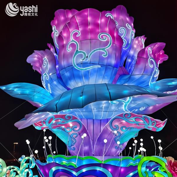 Quality Chinese Festival LED Zigong Lantern Large Artificial Flower Sculpture Detachable for sale