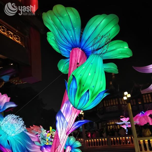 Quality Custom Giant Fantasy Floral Lantern, Artistic Stylized Flower LED Light for sale
