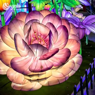 China Traditional Artificial Peony Flower Zigong Lantern For Garden Outdoor Decoration for sale