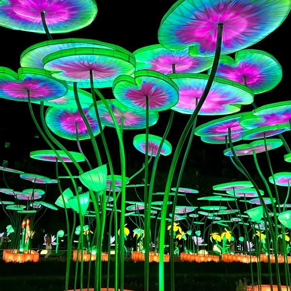 Quality Color Changing Iron Wire Lotus Leaf Light for Shopping Mall Decorations for sale