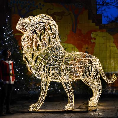 China Custom Wire Frame Lion LED Light Sculpture, Outdoor Animal Light Motif for Zoo & Theme Park Light Exhibition for sale