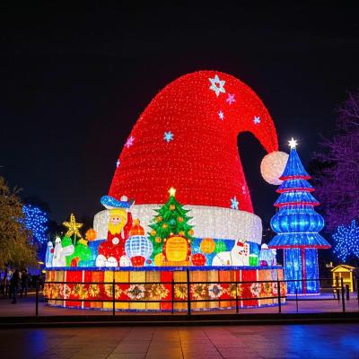 China Large-scale Outdoor Lighting Decorations - Christmas Hat Lighting Sculptures, for Holiday Decorations & Themed Light Shows for sale