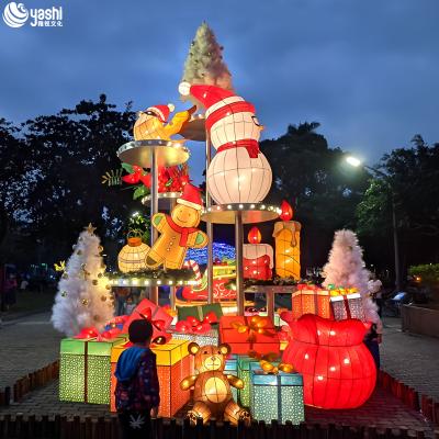 China Custom Multi-Character Christmas Lantern Set, Outdoor LED Snowman Gingerbread Man Light Sculpture for Shopping Mall Christmas Light Show for sale