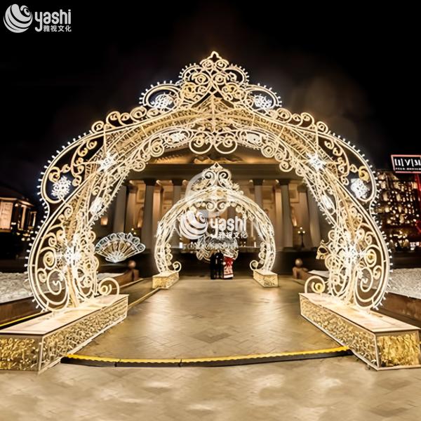 Quality Christmas Wedding LED Lighting Wire Arch Gate Large Handmade for sale