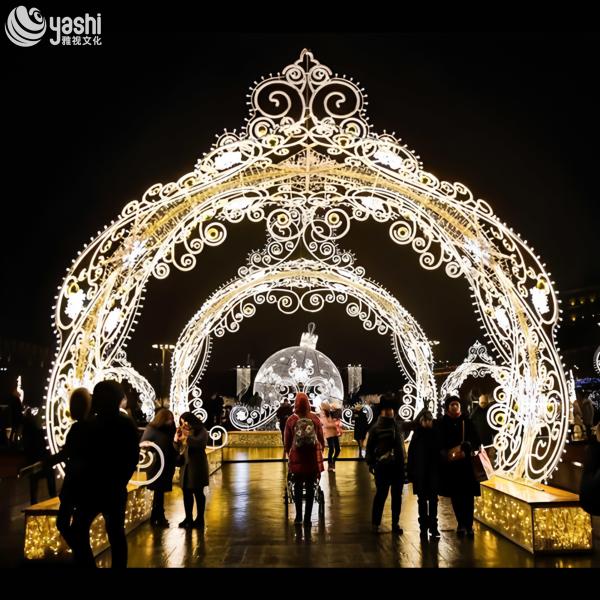 Quality Christmas Wedding LED Lighting Wire Arch Gate Large Handmade for sale