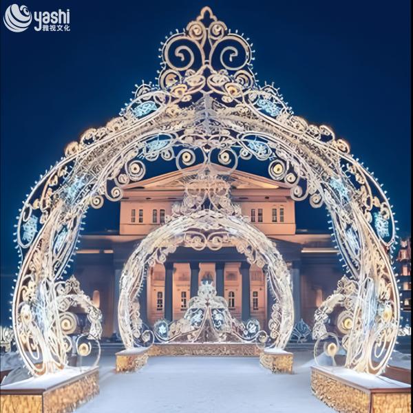 Quality Christmas Wedding LED Lighting Wire Arch Gate Large Handmade for sale