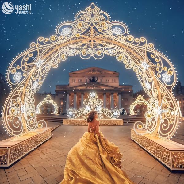 Quality Christmas Wedding LED Lighting Wire Arch Gate Large Handmade for sale