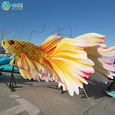 China Colorful waterproof silk fabric fish lanterns for festive events and parties for sale