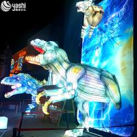 China Custom Sci‑Fi Mecha Velociraptor Zigong Lantern, Giant LED Mechanical Dinosaur Light Sculpture for Theme Park Night Festival for sale