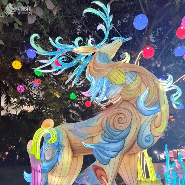 Quality Custom Colorful Fantasy Divine Deer Zigong Lantern, Mythical Elk LED Light for sale