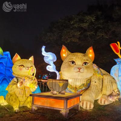 China Cat Chinese Festival Lantern Decoration for Theme Park Light Exhibition for sale