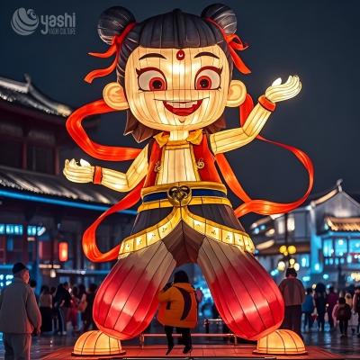 China Traditional Chinese Festival Nezha Lantern for Outdoor Light Exhibition for sale