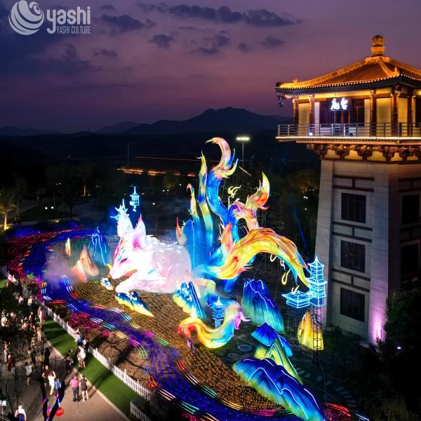 Quality Custom Nine‑Tailed Fox Zigong Lantern, Mythical Oriental Nine Tails Fox LED for sale