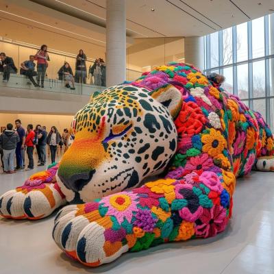 China Festive Cartoon Leopard Wool Knit Decor for Christmas and Thanksgiving Indoor Shopping Center for sale