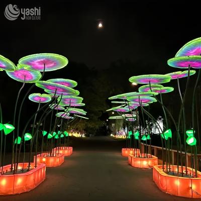 China Color Changing Iron Led Lotus Leaf Light For Pathway Exhibition for sale