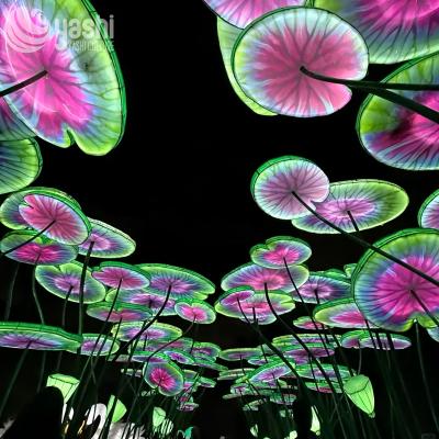 China Color Changing Iron Led Lotus Leaf Light For Pathway Exhibition for sale