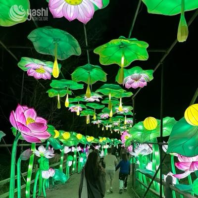 China Color Changing Iron Led Lotus Leaf Light For Pathway Exhibition for sale