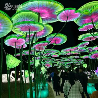 China Color Changing Iron Led Lotus Leaf Light For Pathway Exhibition for sale