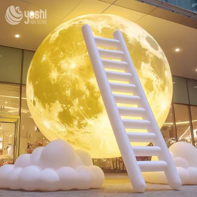 China Fireproof Fabric LED Giant Moon Inflatable Decorations For Malls for sale