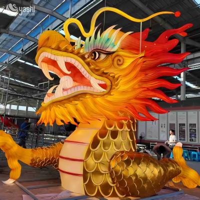 China Custom Giant Golden Chinese Dragon Zigong Lantern, Large LED Oriental Dragon Light Sculpture, Waterproof Outdoor Commercial Festival Light Installation for sale