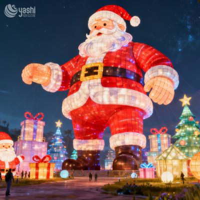 China Giant Standing Santa Claus Silk Lantern, Outdoor Waterproof LED Light Sculpture for Shopping Mall & Park Christmas Light Festival for sale