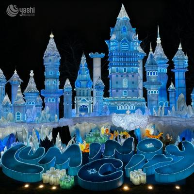 China Large Fantasy Ice Castle Theme Light Show for New Year and Christmas Outdoor Decorations for sale