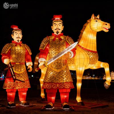 China Chinese Cultural Figurine Sculptures Terracotta Warriors Lanterns for New Year Festival Theme Party Decoration for sale