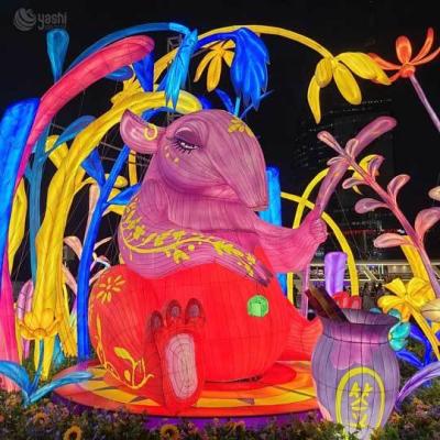 China Giant Cute Animal LED Lantern Handmade Silk Lantern for Chinese New Year Temple Fair Outdoor Decoration for sale