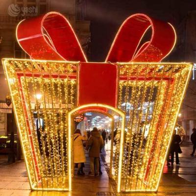 China Giant Gift Box Arch Light  Customizable 3D Christmas Tunnel Lantern for Outdoor Street & Mall Decoration for sale