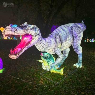 China Realistic Giant Dinosaur Lantern Sculpture for Outdoor Jurassic Theme Park Decoration, Waterproof Lighting for sale