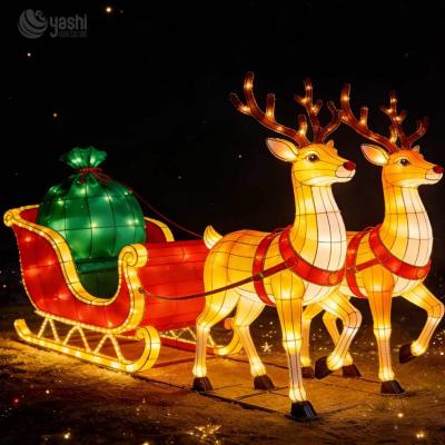 China Custom Giant LED Reindeer & Sleigh Light Sculpture Outdoor Christmas Decoration for Malls, Theme Parks & Festivals for sale