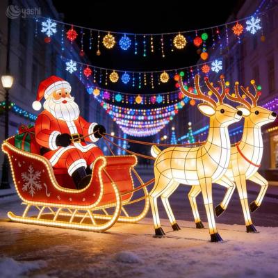 China Custom Santa Claus & Reindeer Lanterns, Large Outdoor Festival Decor for Shopping Malls & Theme Parks for sale